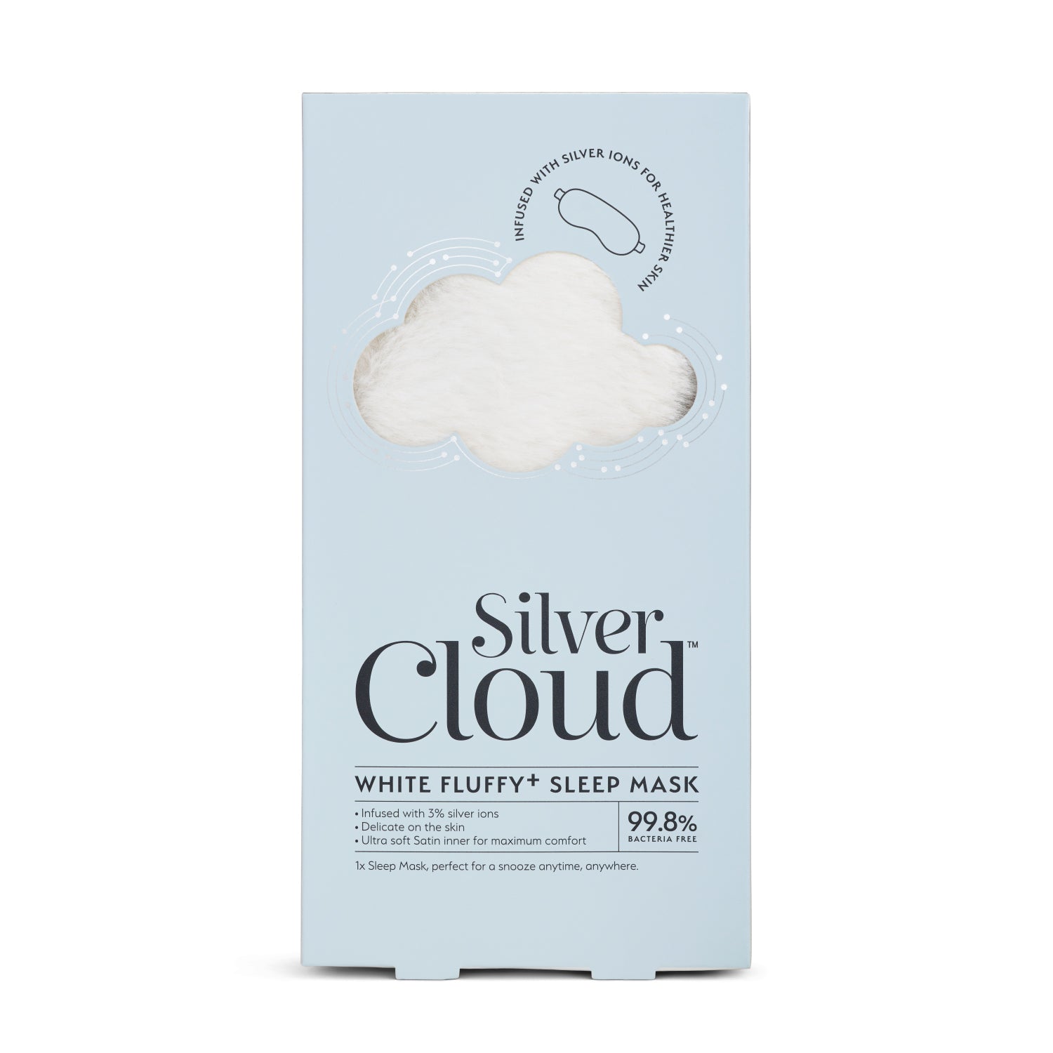 Silver Cloud Fluffy Sleep Mask Infused with Silver Ions White