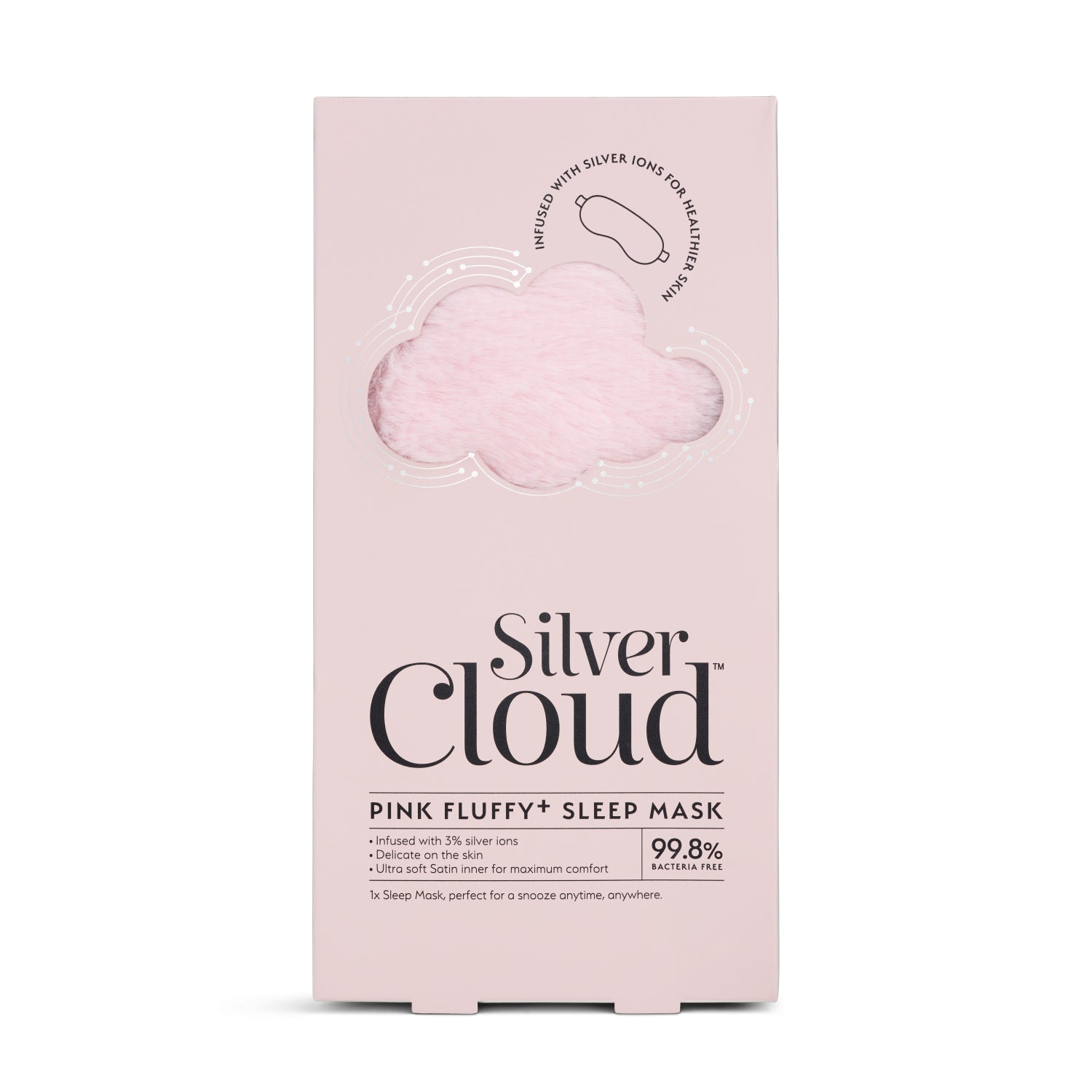 Silver Cloud Fluffy Sleep Mask Infused with Silver Ions – Pink